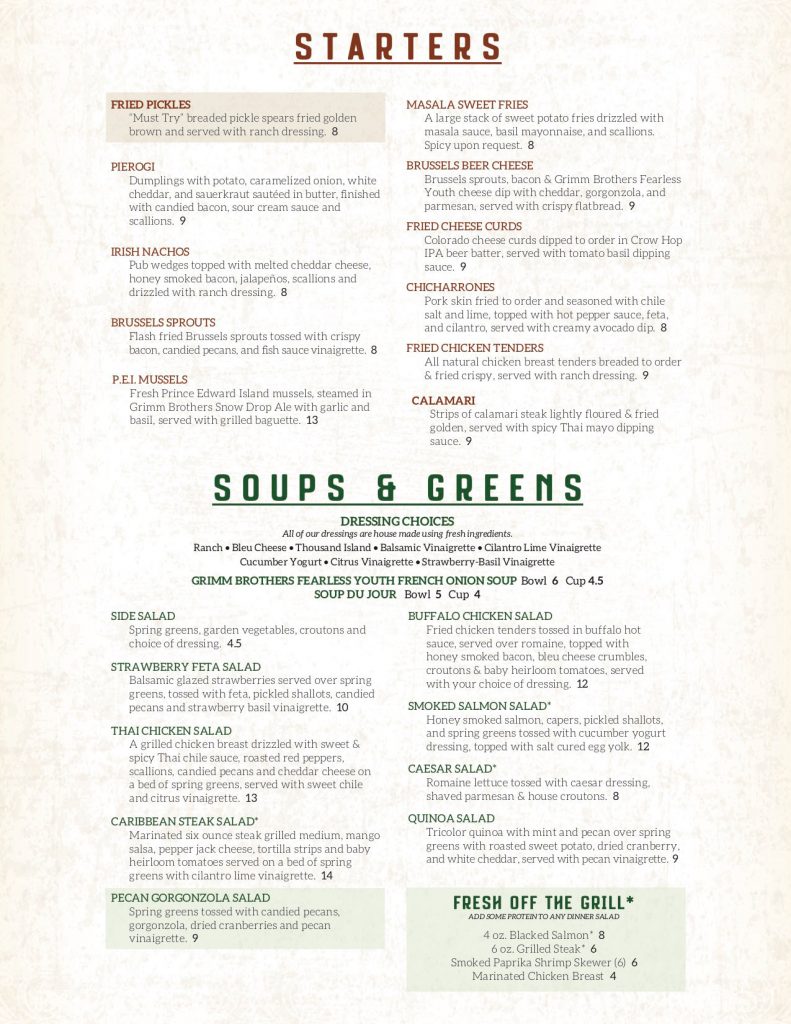 Food & Drink Menu - Henry's Pub