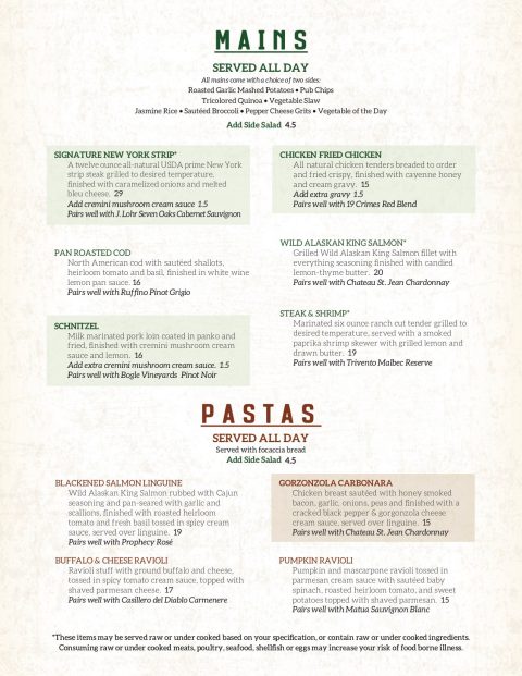 Food & Drink Menu - Henry's Pub