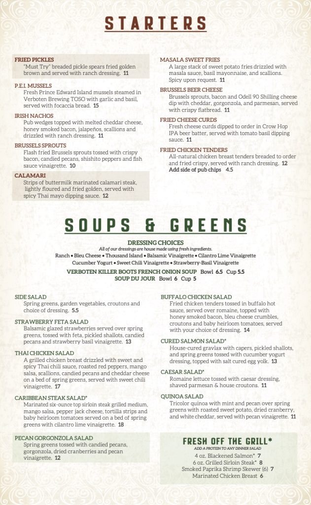 Menu - Henry's Pub
