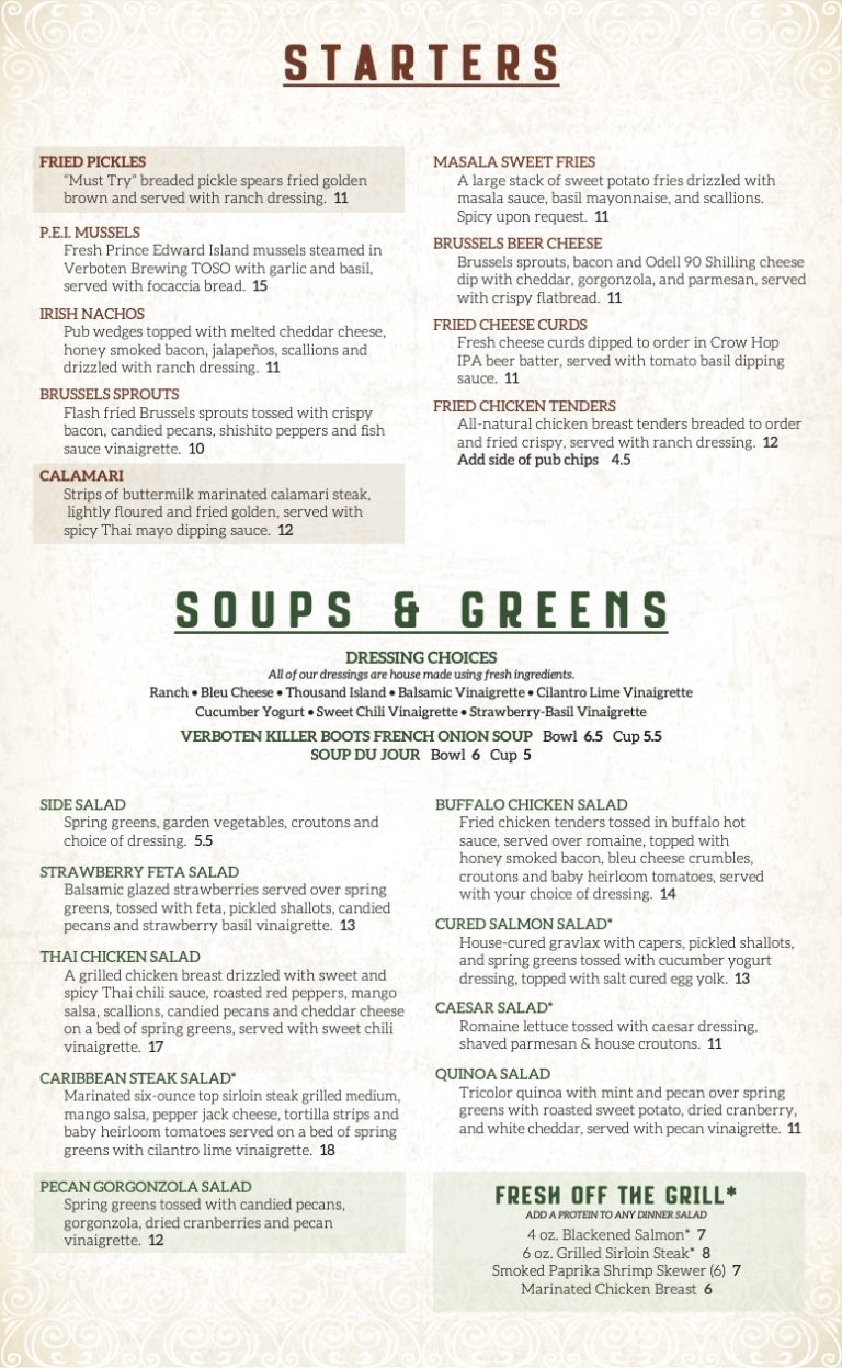 Menu - Henry's Pub